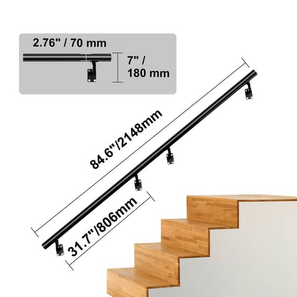 Handrail Stair Railing for Outdoor Stairs - 7 ft 440 LBS - Bed Bath ...