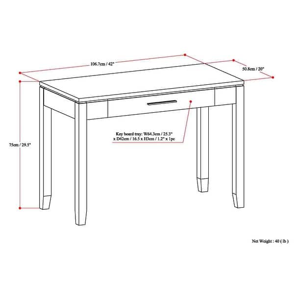 WYNDENHALL Essex SOLID WOOD Contemporary 42 inch Wide Home Office Desk ...