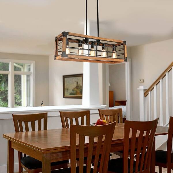 Anmytek 5-Lights Kitchen Island Chandelier Rustic Industrial Ceiling ...