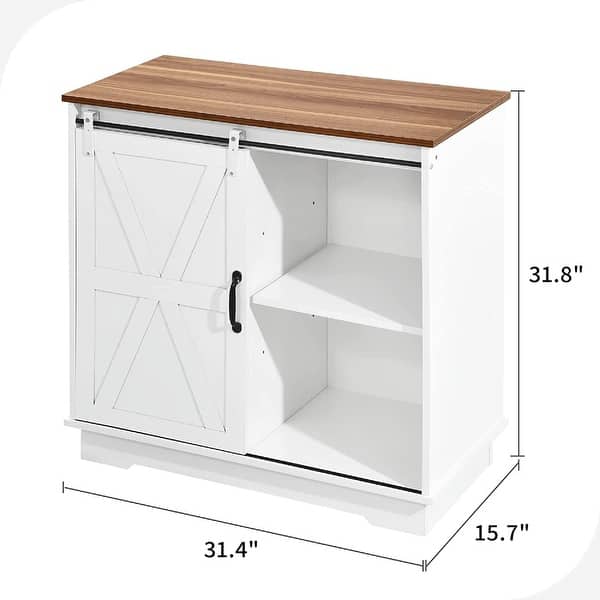Brietta Nordic Wood Buffet Cabinet Sliding Door Console Table-White ...
