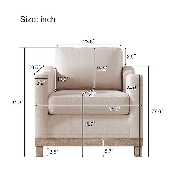Contemporary Living Room Accent Chair with Rubber Wood Base Accent ...