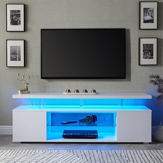 Modern Storage LED Light TV Stand for 70 Inch TV - Bed Bath & Beyond ...