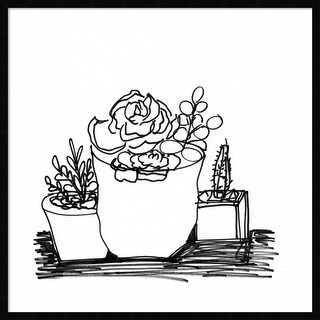 Simple Succulent Outline by Marcy Chapman Wood Framed Wall Art Print ...