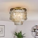 3-Light 13" Indoor Capiz Shell Flush Mount Ceiling Light Coastal ...