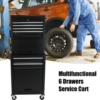 High Capacity Rolling Tool Chest with Wheels and Drawers, 6-Drawer Tool Storage Work Cabinet ...