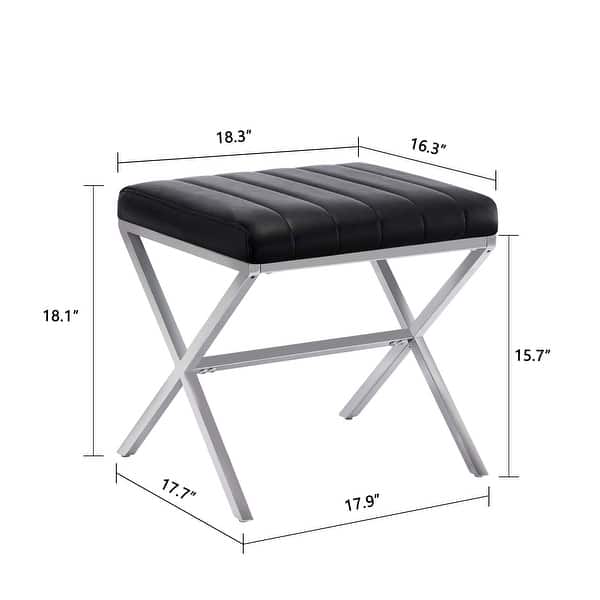 Tufted Faux Leather Vanity Bench with Metal X Legs - Bed Bath & Beyond ...