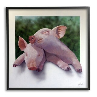 Stupell Sweet Cuddling Pigs Sentimental Farm Animal Portrait Framed ...