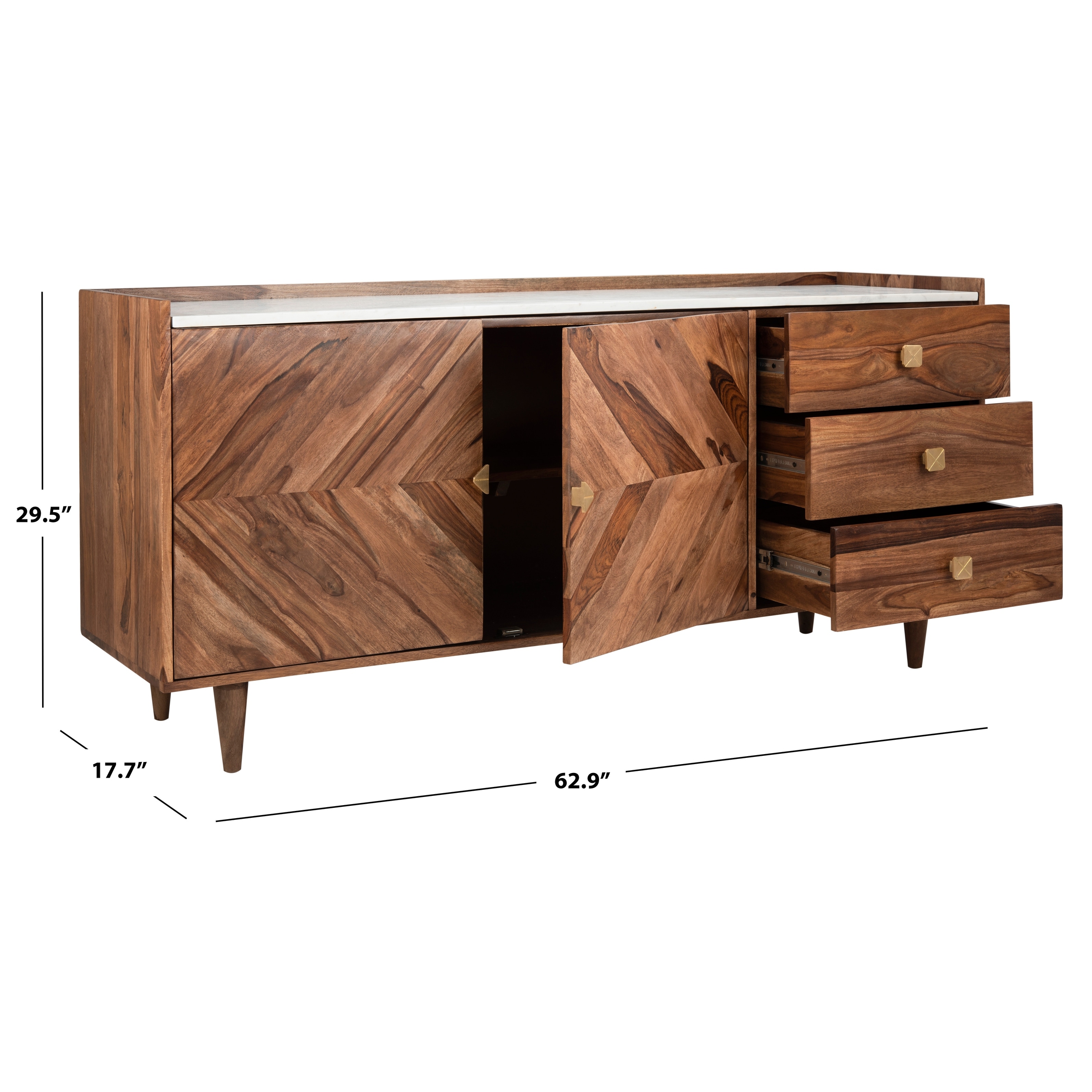 SAFAVIEH Couture Cora Rose Herringbone Buffet Sideboard 62.9 W x 17.7 L x 29.5 H