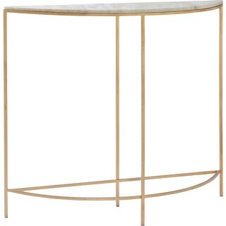 40" Gold and White Sleek Half Circle Console Table - Bed Bath & Beyond ...