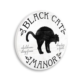 Stupell Black Cat Manor Sign Circular Wall Plaque, Design by Lil' Rue ...