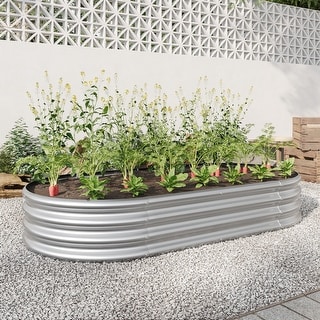 Open Base Design Planter Box Oval Raised Garden Bed for Vegetables ...