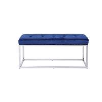 Blue Velvet Bench - 17'' H x 39' W x 12'' D - Bed Bath & Beyond - 34202444