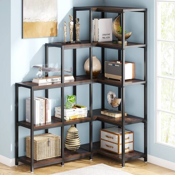 5-Tier Corner Stepped Bookshelf Display Rack Storage Shelf for Living ...
