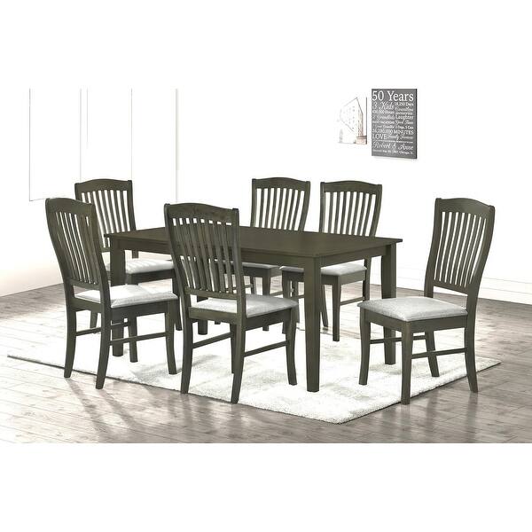 Rectangular Table and 4 Upholstered Chairs with Slat Backs Modern ...