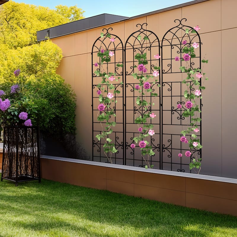 3 Pack Metal Trellis, 87 Inch Garden Trellis, Rustproof Iron Trellis ...