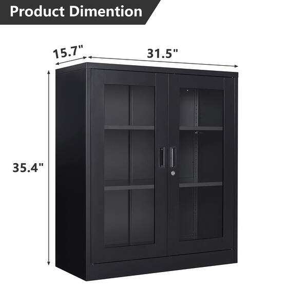 Cabinet with Lock, Glass Doors and Adjustable Shelves,Display File ...