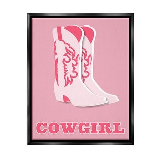 Stupell Pastel Blush Cowgirl Boots Framed Floater Canvas Wall Art ...
