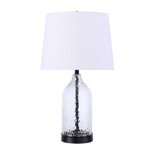 Dimpled Glass Metal Accent Linen Shade Table Lamp - Bed Bath & Beyond ...