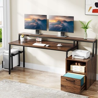 63" Computer Desk with File Drawer and Monitor Stand, Home Office Desks ...