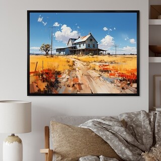 Designart "Farmhouse Farmstead Abstraction I" Landscapes Framed Canvas ...
