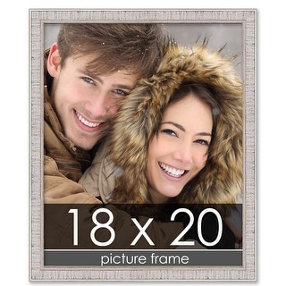 18x20 Distressed/Aged White Complete Wood Picture Frame with UV Acrylic ...