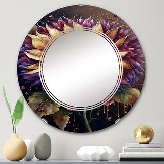 Designart 'Yellow And Purple Sunflower' Printed Floral Sunflower Wall ...