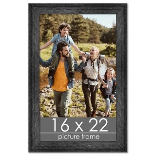 16x22 Distressed/Aged Black Complete Wood Picture Frame with UV Acrylic ...