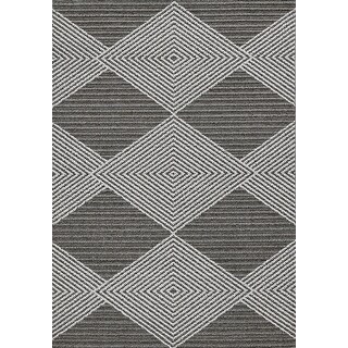HomeRoots 5' x 8' Grey or Ivory Geo Diamond Area Rug - 5' Octagon - Bed ...