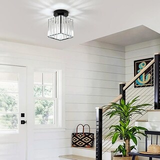 Rectangle Flush Mount Ceiling Light with Crystal Lampshade - Bed Bath ...