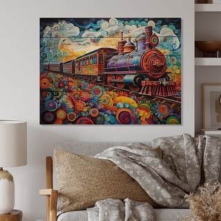 Designart "Abstract Train Whimsical Journey I" Transportation Print on ...