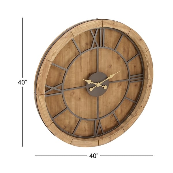 Brown Wooden Decorative Wall Clock - 40 x 3 x 40 - Bed Bath & Beyond ...