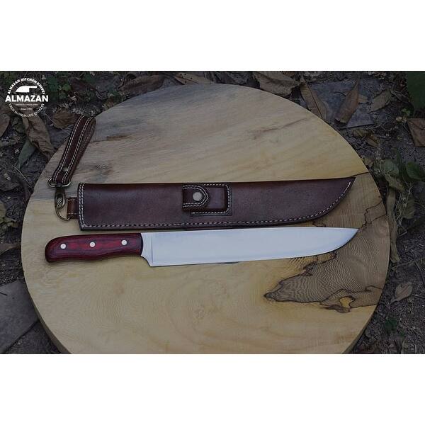 Ahote Handmade Stainless Steel Chef Knife With Leather Sheath - Bed ...