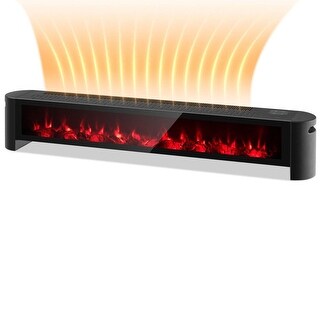 1400W Electric Baseboard Heater with Realistic Multicolor Flame-Black ...