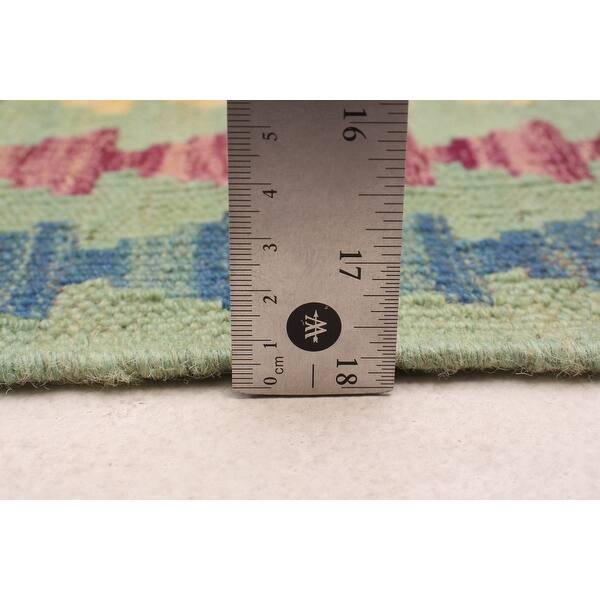 ECARPETGALLERY Flat-Weave Bold and Colorful Cyan Wool Kilim - 4'11 x 6 ...