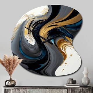 Black, White And Gold Liquid Art IV - Abstract Liquid Ink Large Wall ...