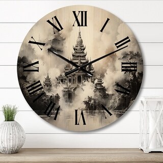 Designart "Thailand Temple Spiritual Glow II" Thailand Oversized Wood ...