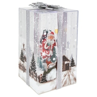 12" Lighted and Musical Santa Claus Snowing Gift Box Christmas ...