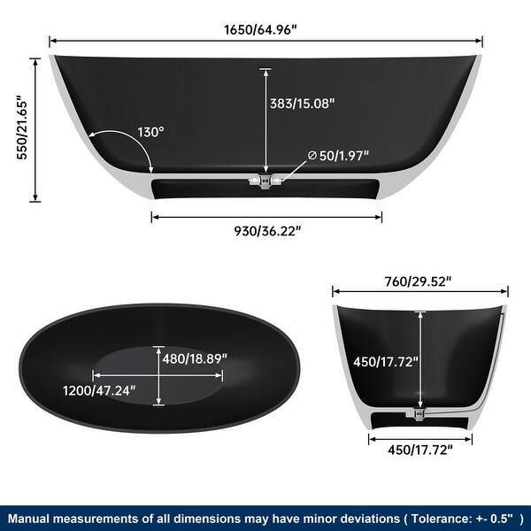 Alvana 65'' Freestanding Bathtub Solid Surface Soaking Tubs - Bed Bath ...