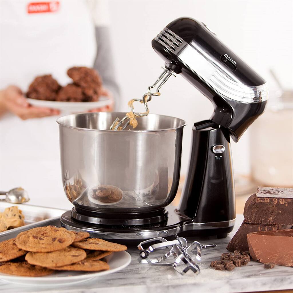 6 Speed Stand Mixer with 3 qt Stainless Steel Mixing Bowl, Dough Hooks ...
