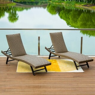 Reclining Chair Furniture Set Beach Pool Adjustable Backrest Recliners ...