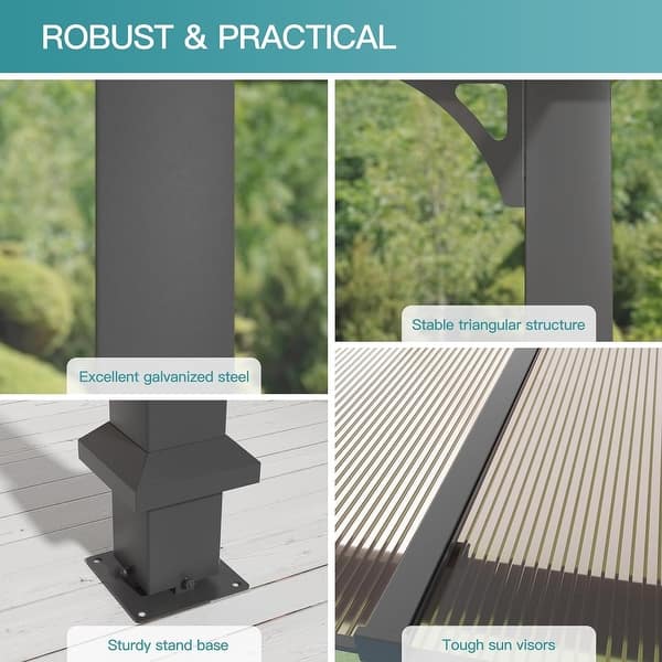 Wall Mounted Gazebo, Outdoor PC Board Roof Canopy Pergola Awnings with ...