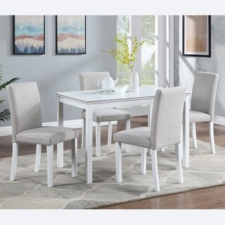 Modern Simple Dining Set of 5, Wooden Dining Table with Crystal ...