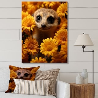 Designart "Yellow Floral Meerkat" Meercat Wall Décor Yellow - Modern ...