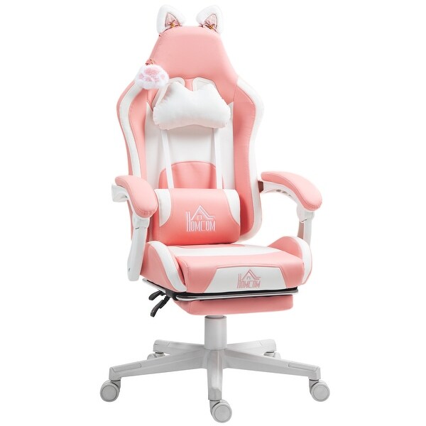 HOMCOM Racing Gaming Chair with Cat Ears Reclining Faux Leather Computer Chair with Footrest N A On Sale Bed Bath Beyond 42284168