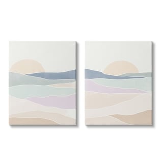 Stupell Layered Sunrise Landscape Scenery Abstract Landforms 2 Piece ...