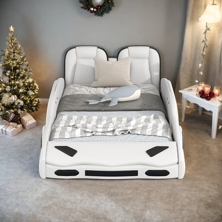Twin Size Race Car-Shaped Platform Bed with Wheels - Bed Bath & Beyond ...