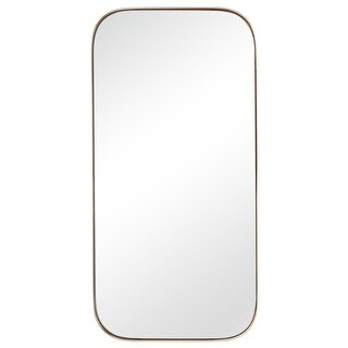 Minimalist Mirror - Curved Edge Rectangle Mirror - Gold Frame - Bed ...