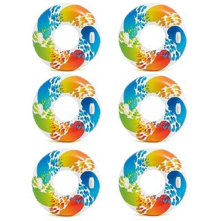 Intex Inflatable 47" Color Whirl Tube Swimming Pool Raft with Handles ...