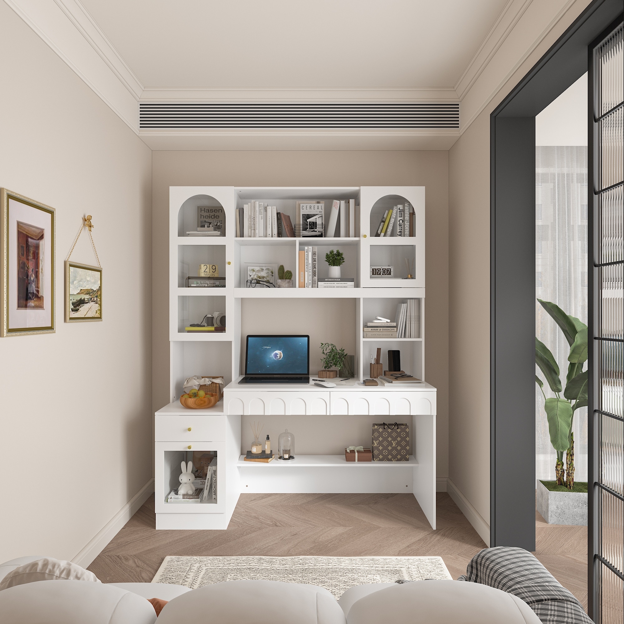 Work and Store Combo Unit Sleek MultiShelf Organizer with Writing Desk Bed Bath Beyond 40157107