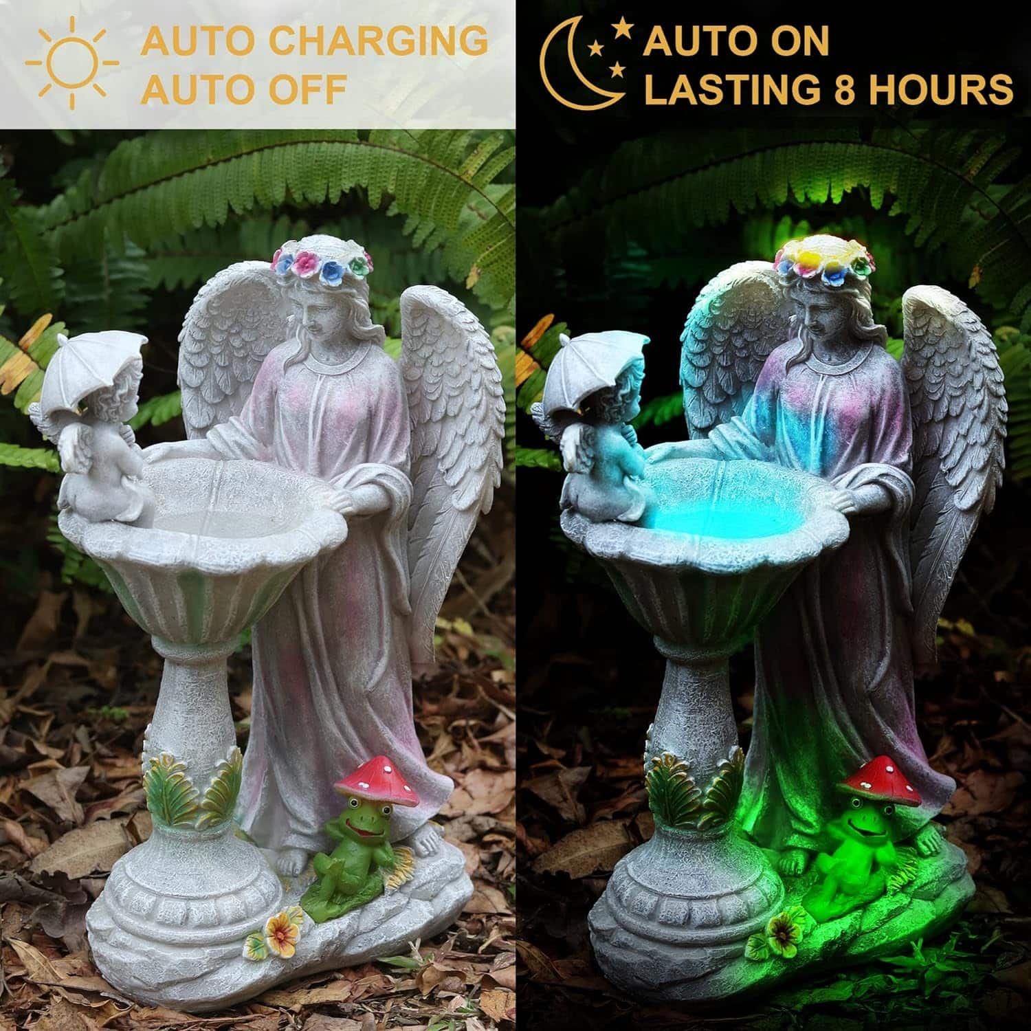 Garden Figurines Angel Garden Statue Outdoor Decor Solar Powered Resin